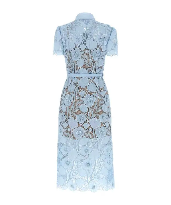 SELF-PORTRAIT Lace Tie Neck Midi Dress