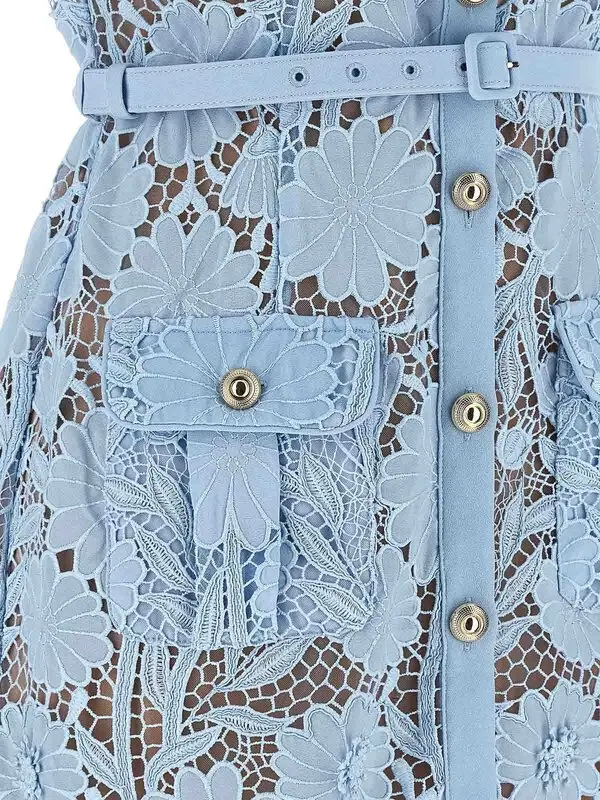 SELF-PORTRAIT Lace Tie Neck Midi Dress