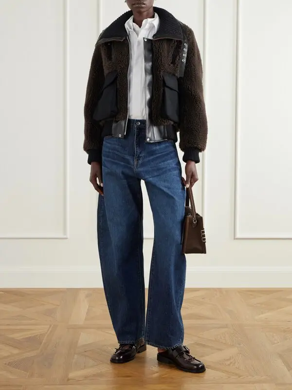 Sacai Wool-blend Plush Coat - Brown
