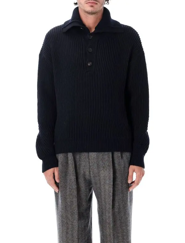 Dries Van Noten Long Sleeve Knitted Jumper - Black