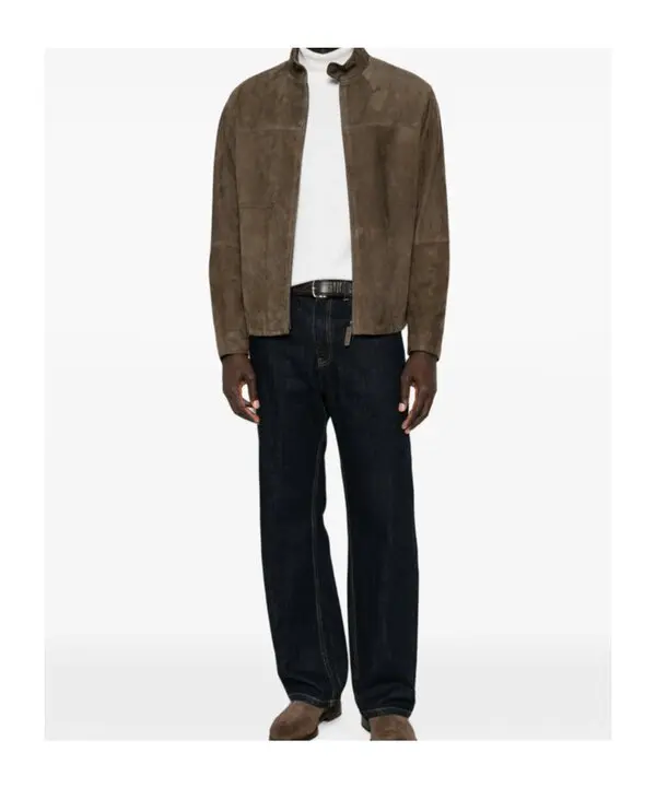 Brioni Suede High-neck Jacket