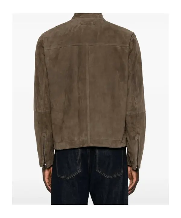 Brioni Suede High-neck Jacket