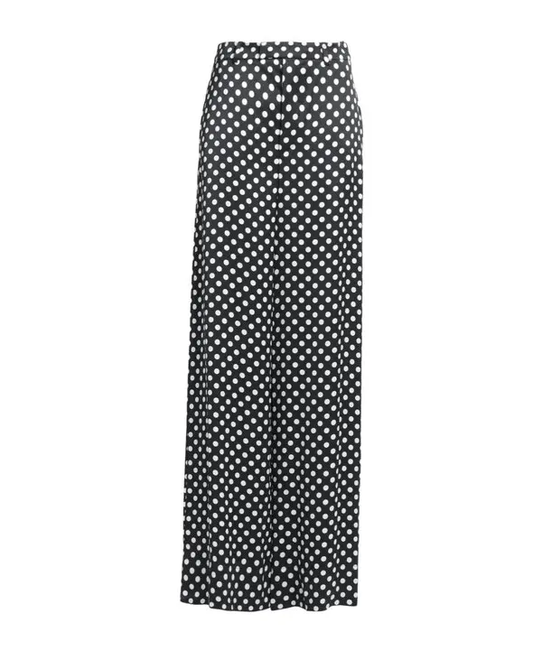 Saint Laurent Satin Polka Dot High Waist Wide Leg Pants