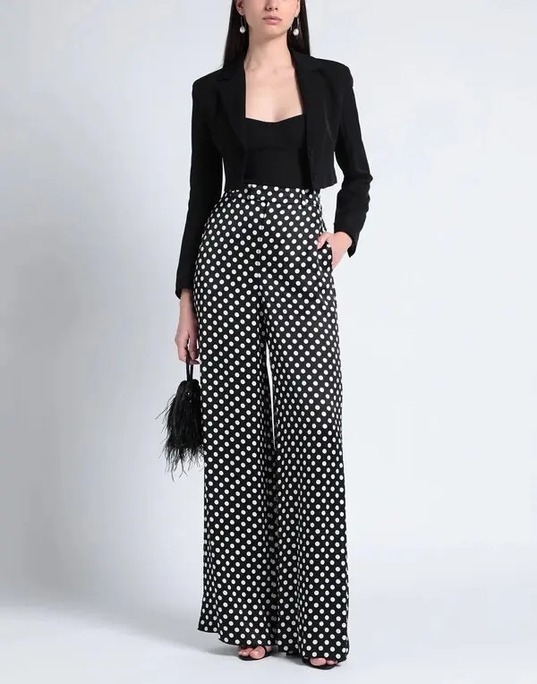 Saint Laurent Satin Polka Dot High Waist Wide Leg Pants