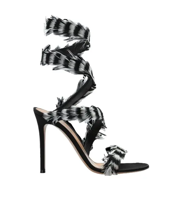 GIANVITO ROSSI Opera Feather-trim Heeled Sandals
