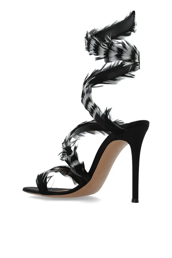 GIANVITO ROSSI Opera Feather-trim Heeled Sandals