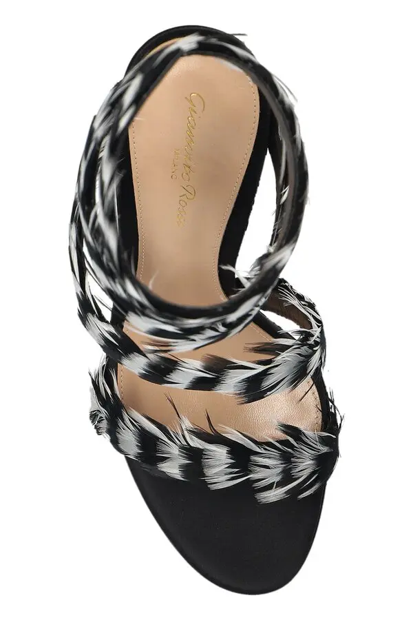 GIANVITO ROSSI Opera Feather-trim Heeled Sandals