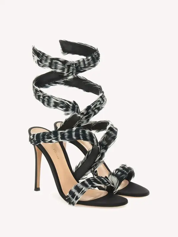 GIANVITO ROSSI Opera Feather-trim Heeled Sandals