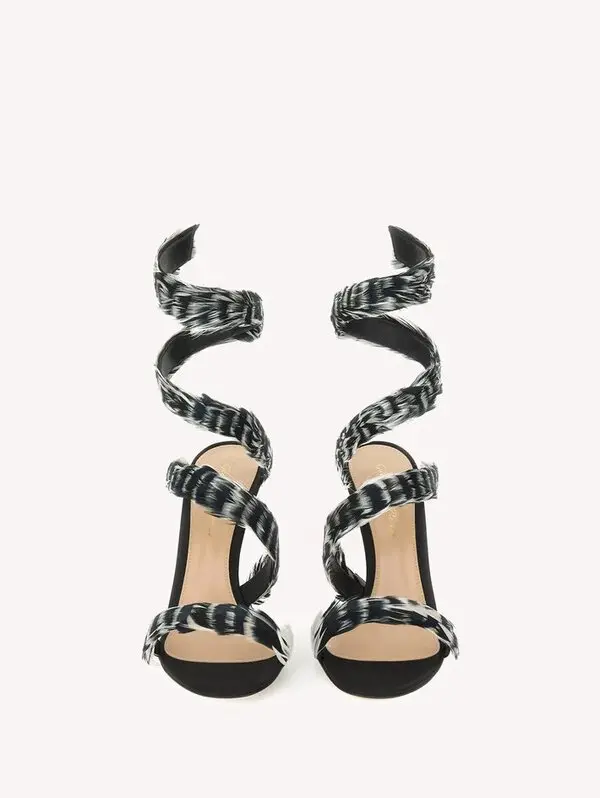 GIANVITO ROSSI Opera Feather-trim Heeled Sandals