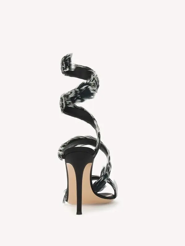 GIANVITO ROSSI Opera Feather-trim Heeled Sandals