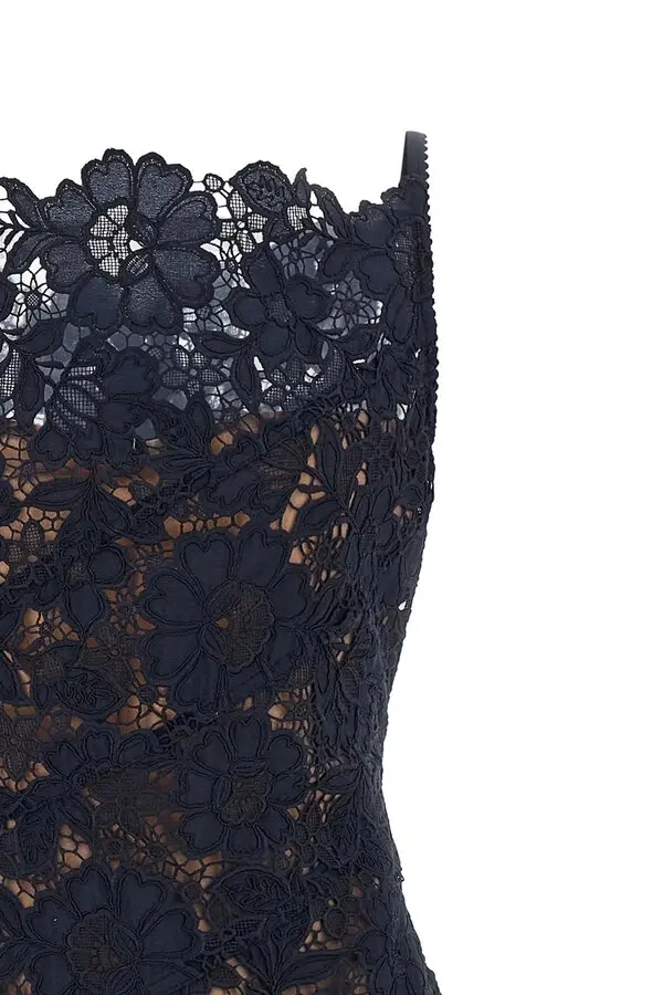 SELF-PORTRAIT Navy Spiral Lace Midi Dress