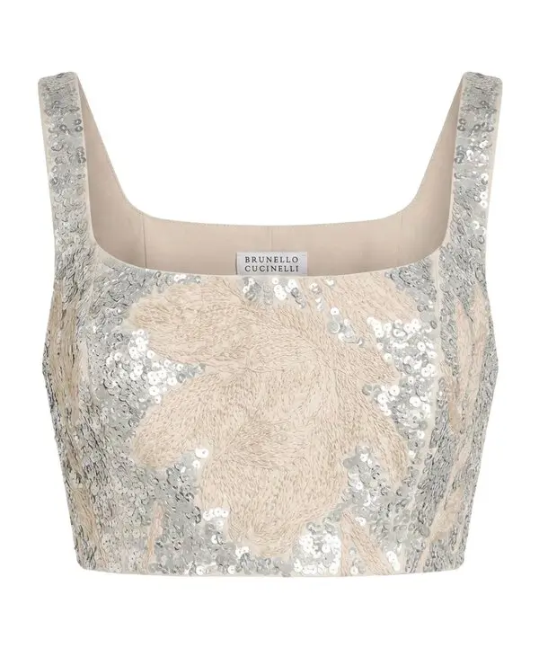Brunello Cucinelli Colorful Sleeveless Cropped Top