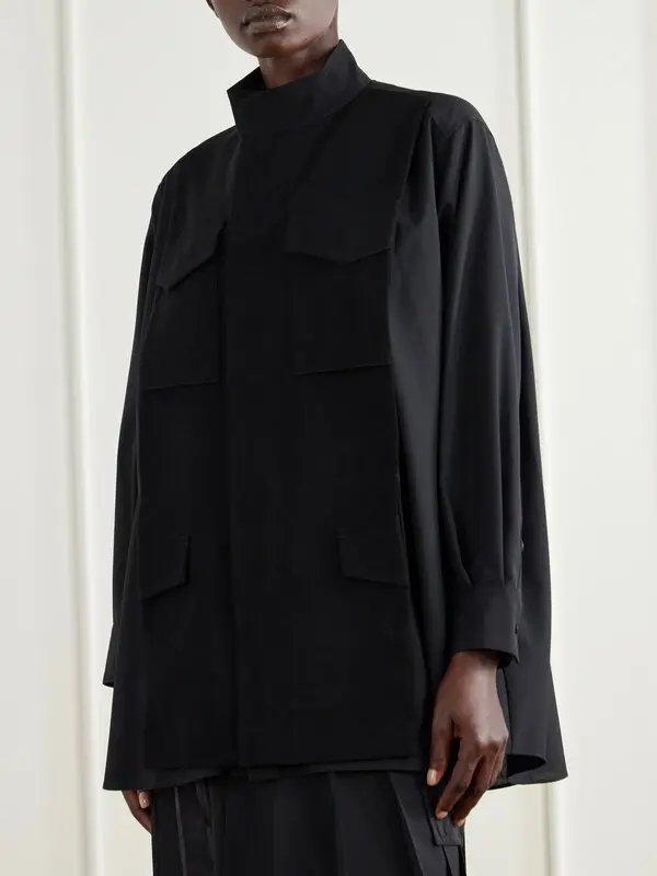 Sacai Crepe-trimmed Woven Shirt