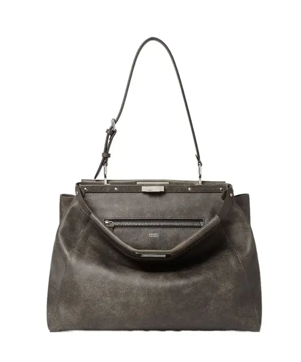Fendi My Peekaboo Large Vintage-effect Leather Bag