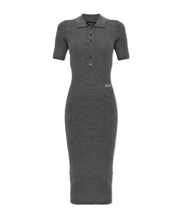 Dsquared2 Ribbed Knit Polo Dress