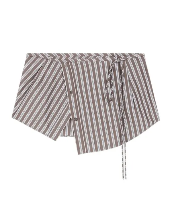 Dries Van Noten Striped Cotton Wrap Belt - Gray