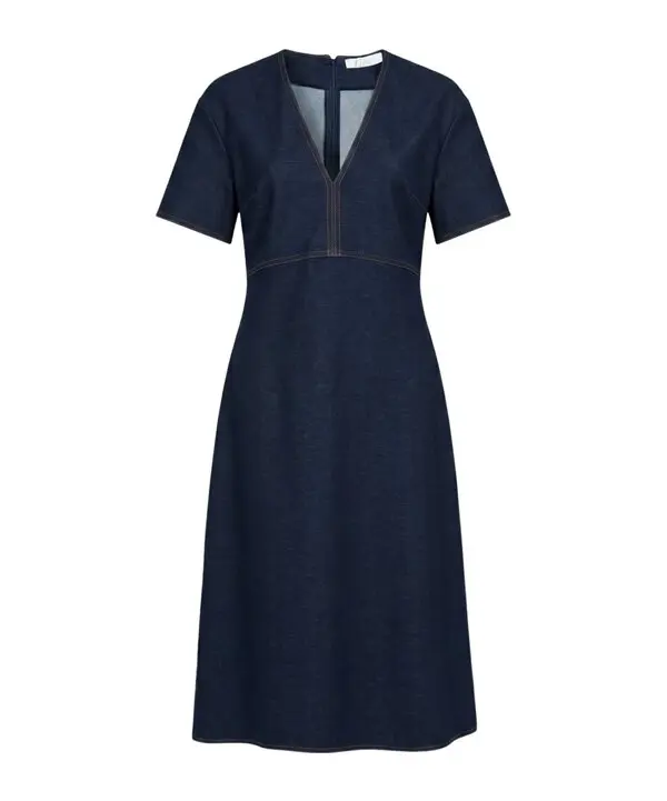 Max Mara Dark Short-sleeved Denim-effect Dress