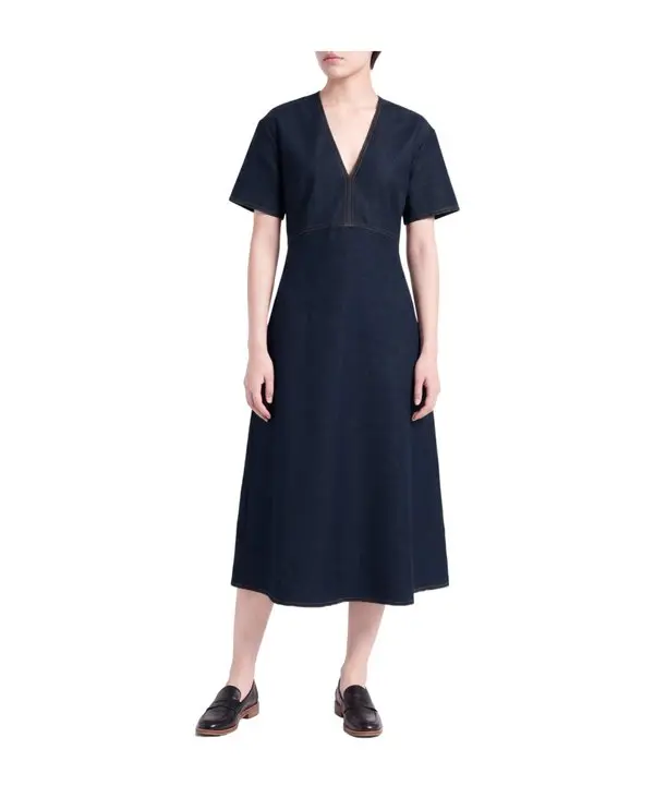 Max Mara Dark Short-sleeved Denim-effect Dress