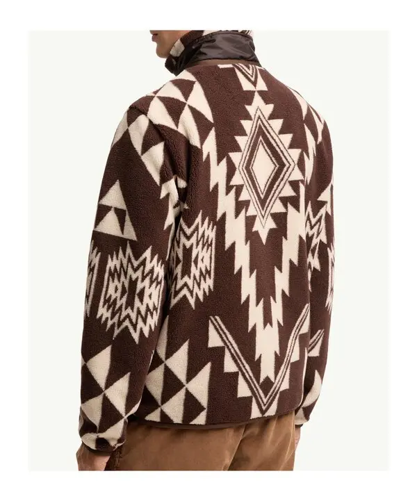 Moncler Geometric Teddy Zip-up Hoodie - Brown
