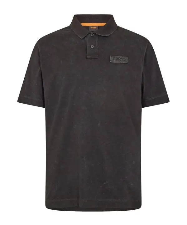 Hugo Boss Washed Vintagelook Collared Shortsleeve Polo - Black