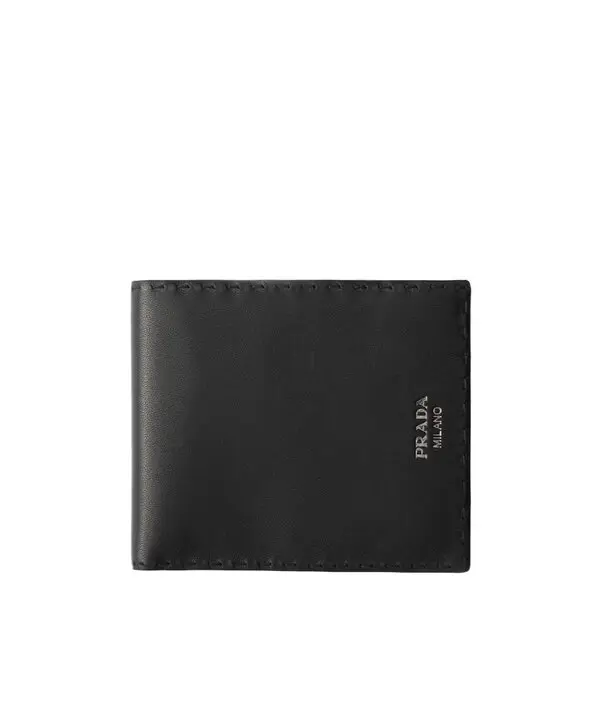 Prada Antiqued-leather Wallet - Black