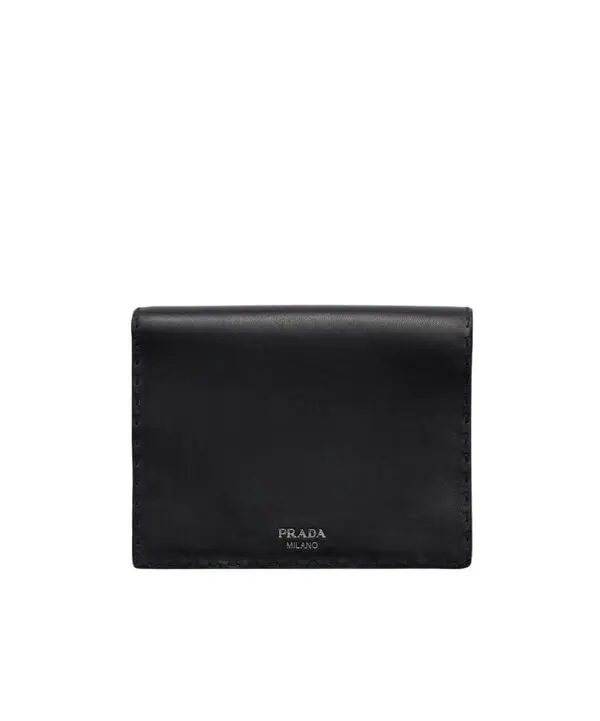 Prada Antiqued Leather Wallet - Black