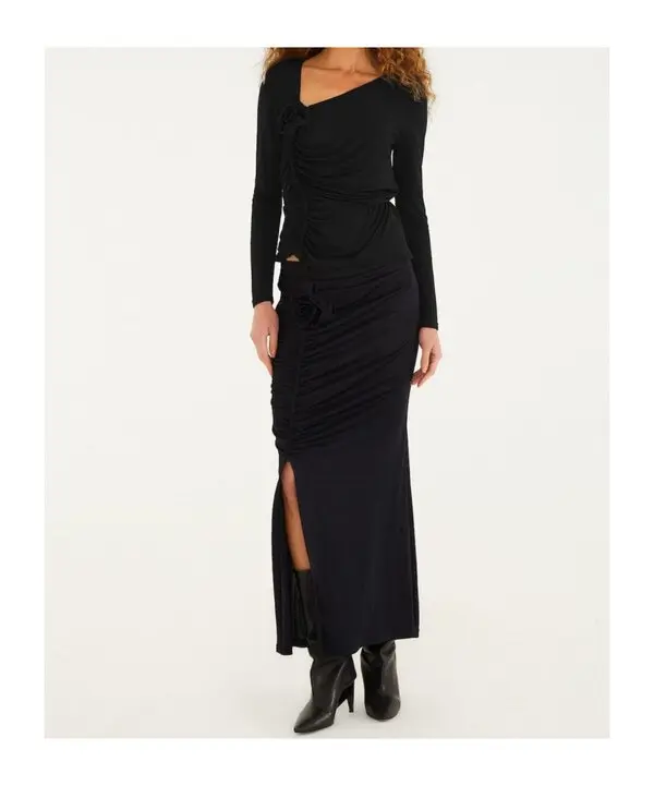 Farm Rio Floral-appliqué Maxi Skirt