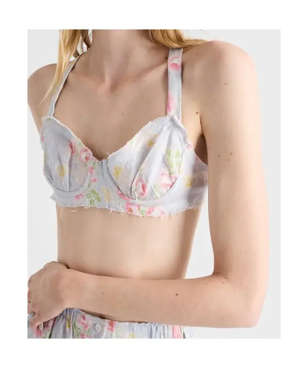 Prada Floral Print Old Linen Bra