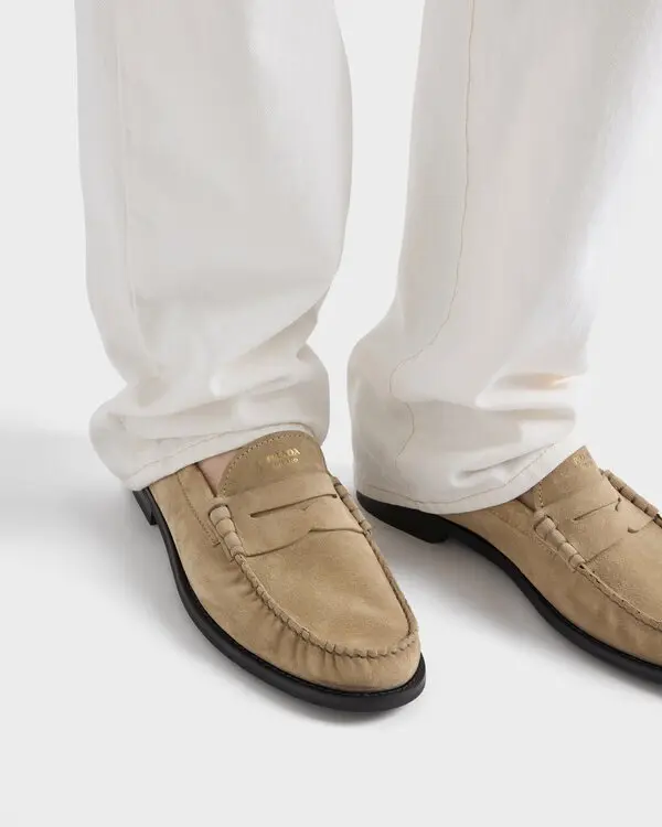 Prada Vintage-effect Suede Loafers