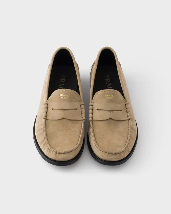 Prada Vintage-effect Suede Loafers