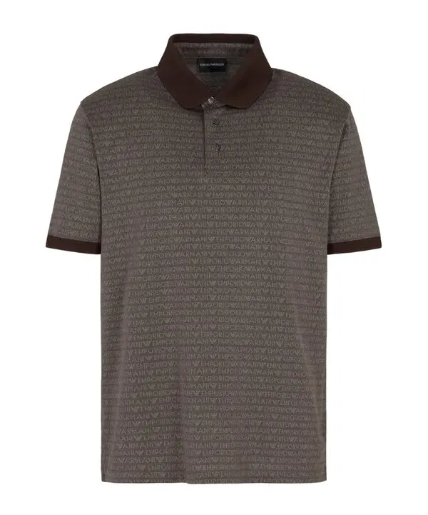 Emporio Armani Allover Subtle Pattern Shortsleeve Polo Shirt