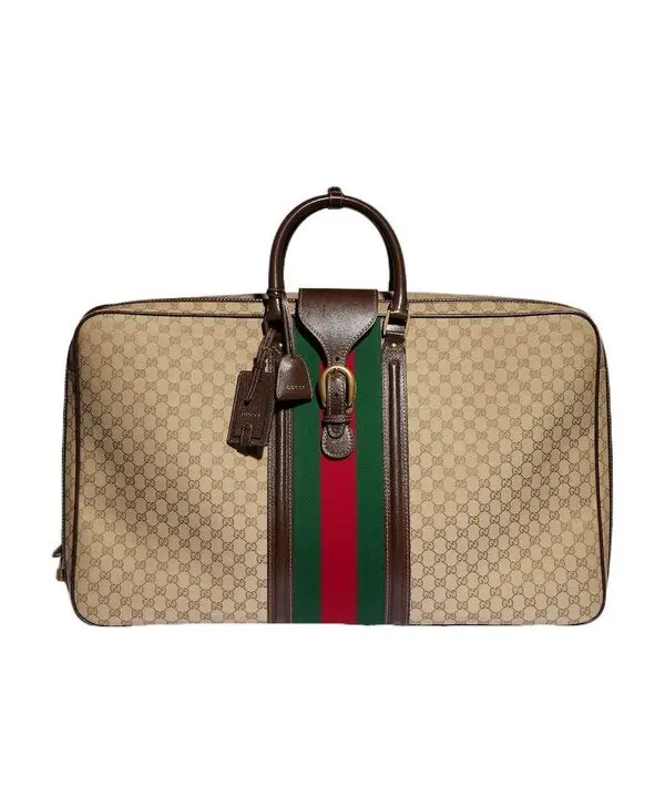 Gucci Large Soft Suitcase With Web - Sand/brown