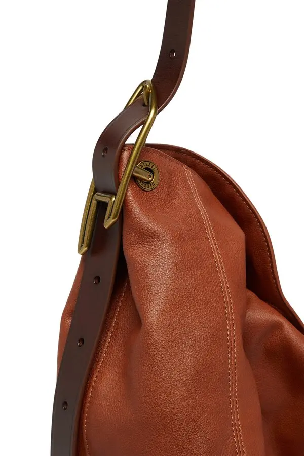 DIESEL® D-line-hobo Bag In Shiny Leather Shoulder Bag