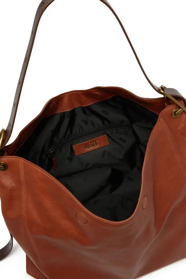 DIESEL® D-line-hobo Bag In Shiny Leather Shoulder Bag