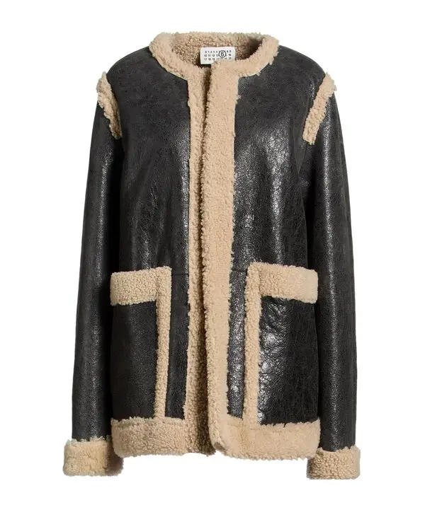 MAISON MARGIELA Casual Color-block Leather Jacket
