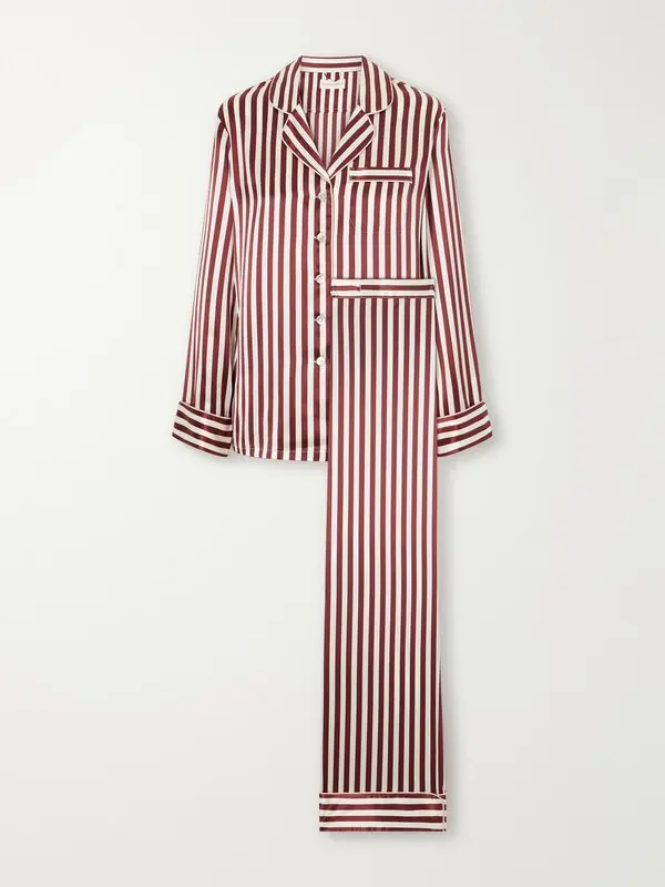 Olivia Von Halle Soren Striped Silk-satin Pajama