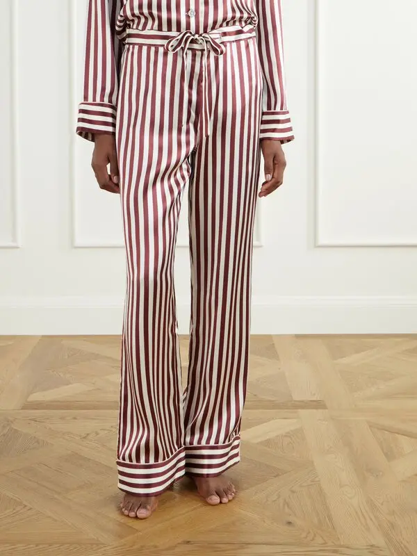 Olivia Von Halle Soren Striped Silk-satin Pajama
