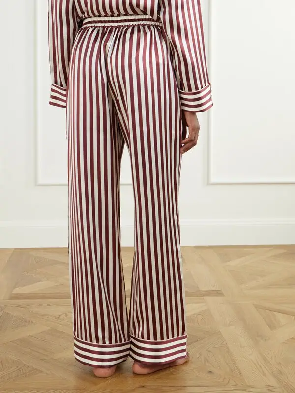 Olivia Von Halle Soren Striped Silk-satin Pajama