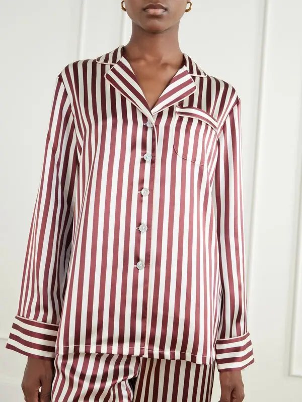 Olivia Von Halle Soren Striped Silk-satin Pajama