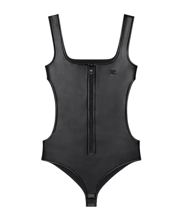 COURREGES Leather Effect Cut-out Bodysuit