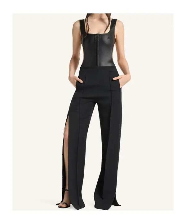 COURREGES Leather Effect Cut-out Bodysuit