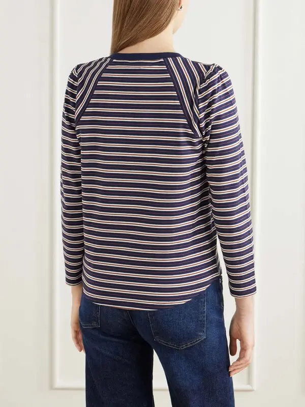Veronica Beard Mason Baseball Striped Cotton-blend Jersey T-shirt