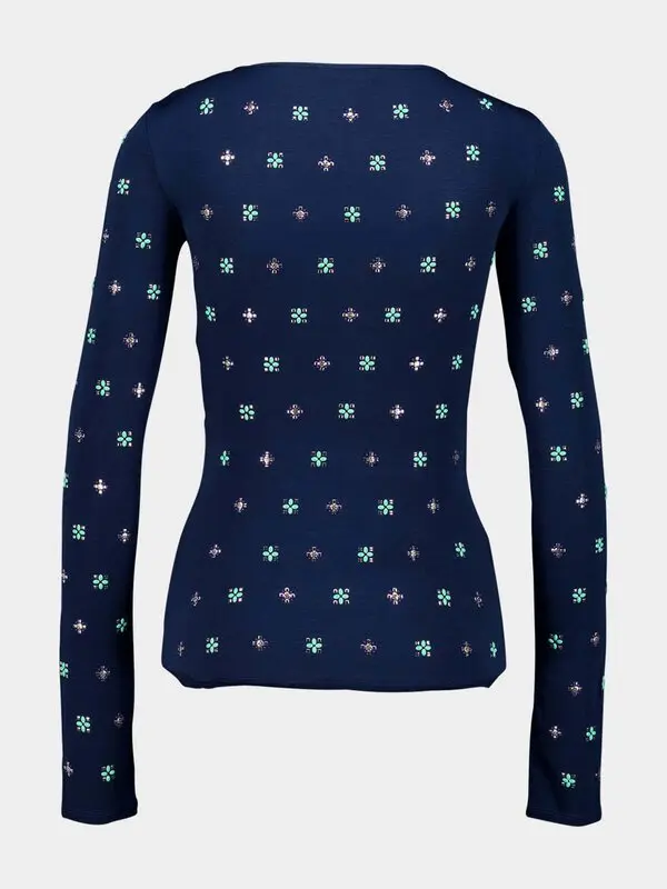 Rabanne Embellished Keyhole T-shirt