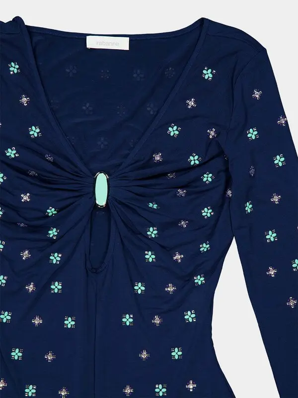 Rabanne Embellished Keyhole T-shirt