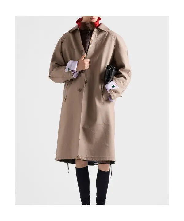 Prada Bonded Poplin Coat With Devoré Effect