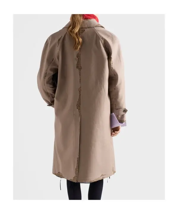 Prada Bonded Poplin Coat With Devoré Effect