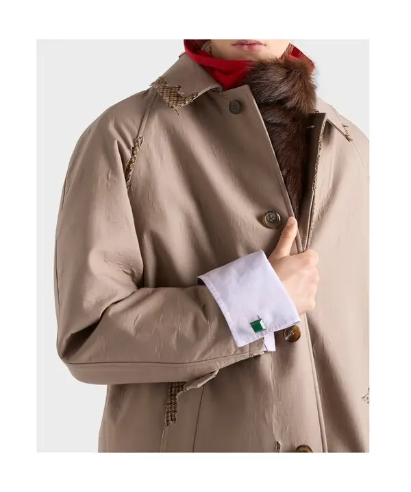 Prada Bonded Poplin Coat With Devoré Effect