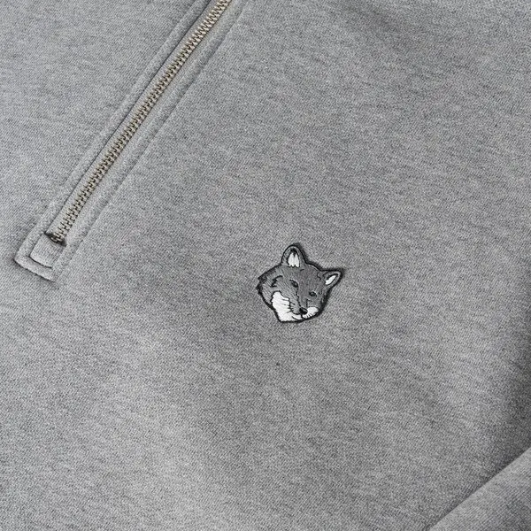 Maison Kitsuné Half-zipper Fleece Knitted Sweater - Grey