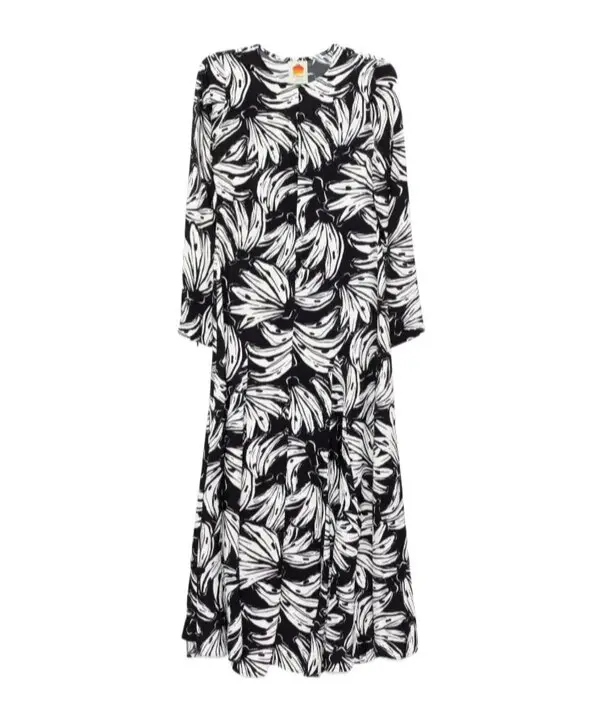 Farm Rio Bossa Banana Printed Midi Dress - Black