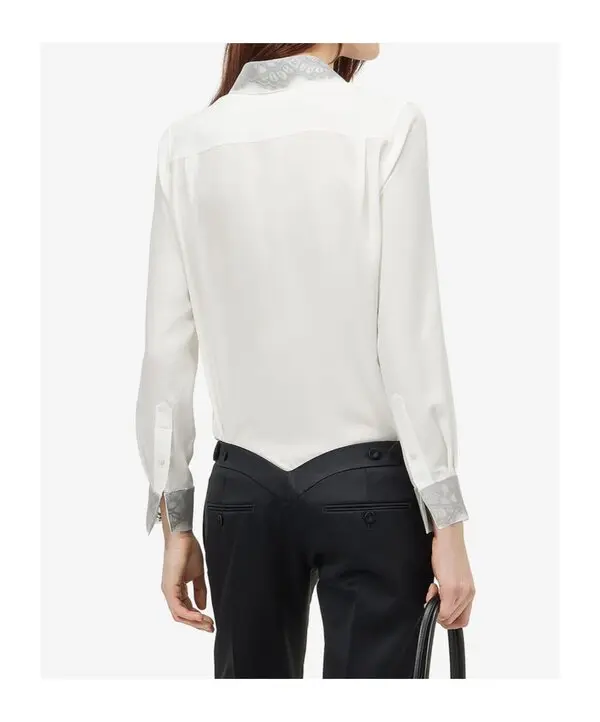Alexander McQueen Lace Trim Long Sleeve Shirt - Ivory